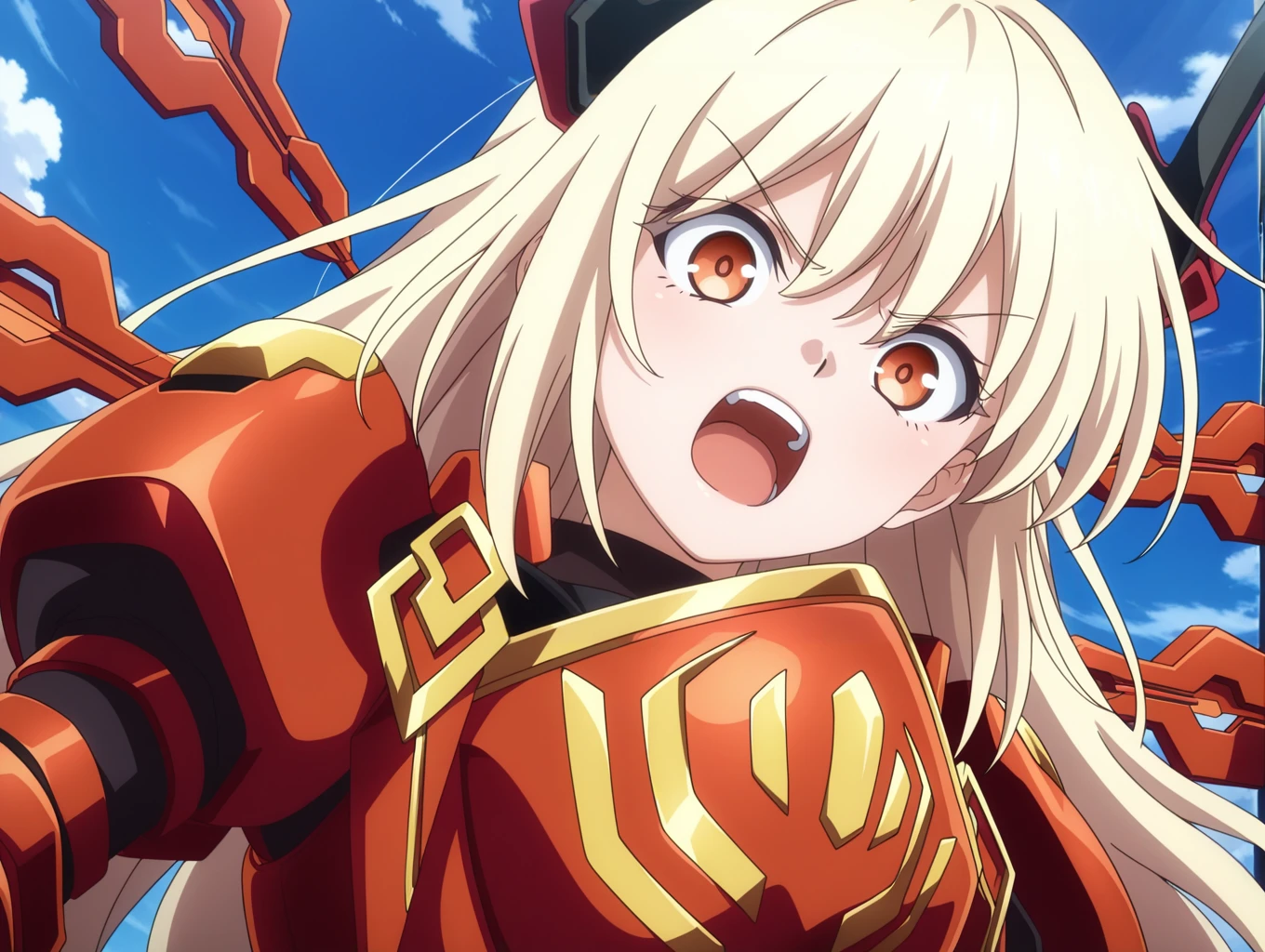 Tv style,anime coloring,sky striker ace - raye,red power armor - SeaArt AI