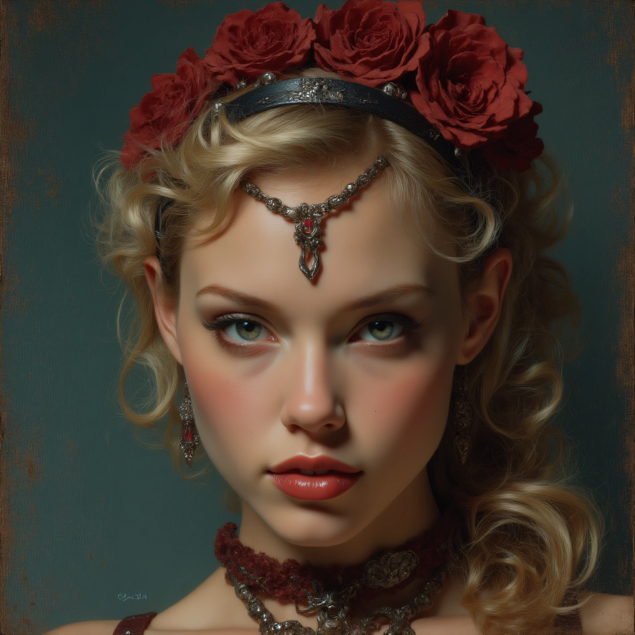 Dark Fantasy Pulp Pinup, elf , face portrat - SeaArt AI