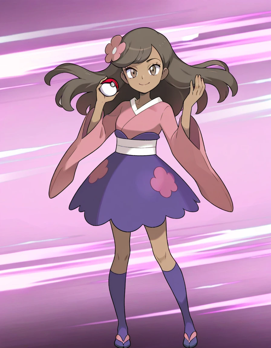 BlossomILXL, 1girl, solo, hair ornament, holding, long hair, holding ...
