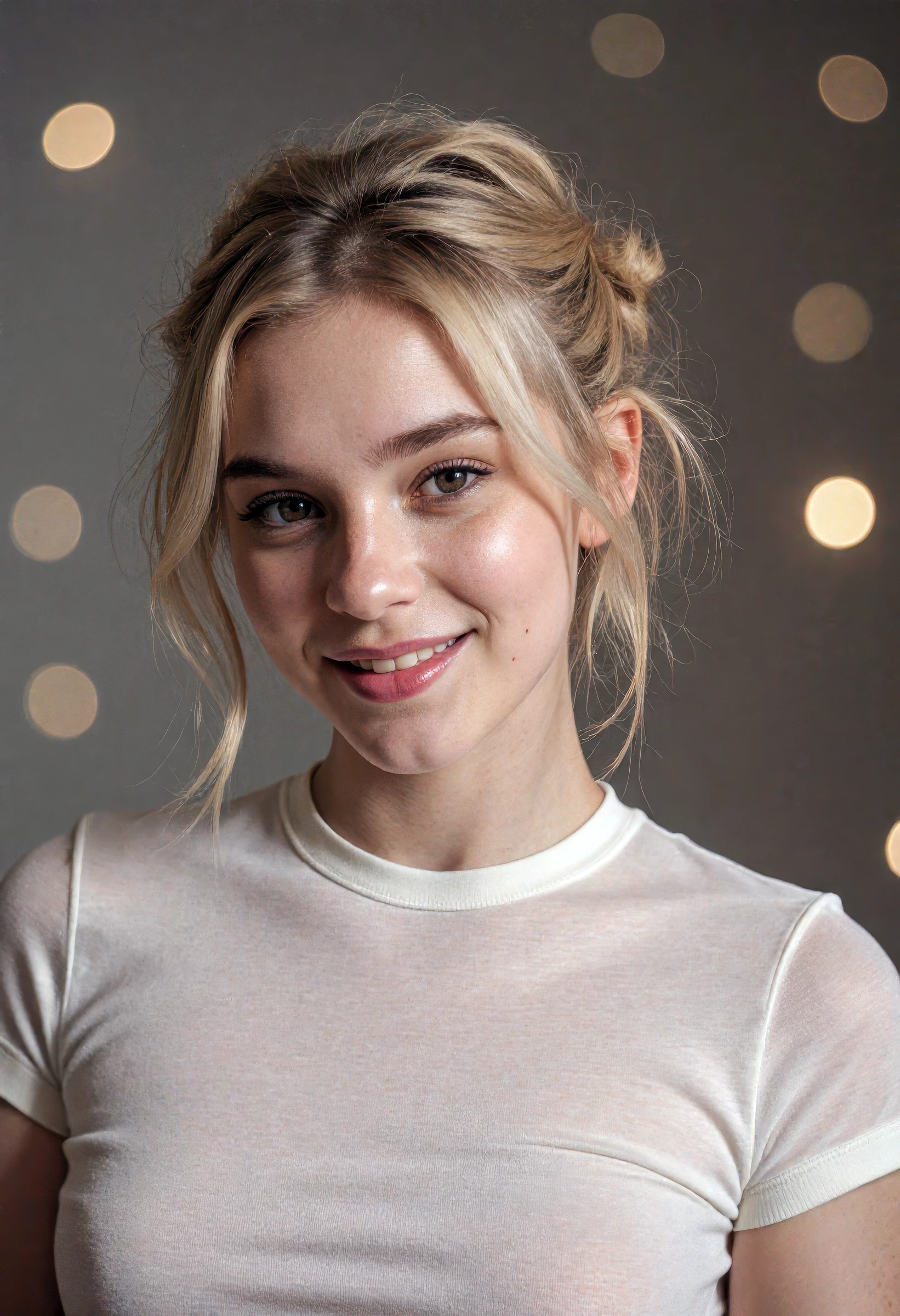 A hyperrealistic, ultra-detailed fine-art portrait of a stunning 18 ...