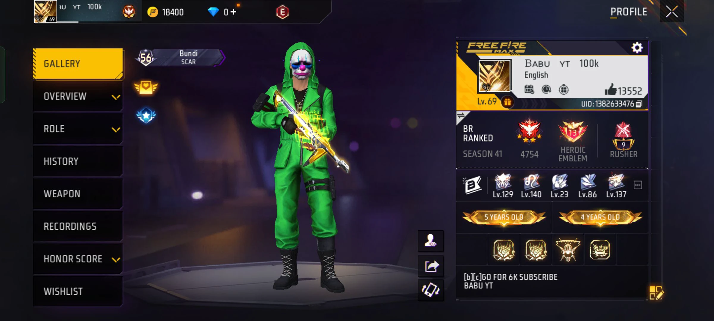 Free fire profile