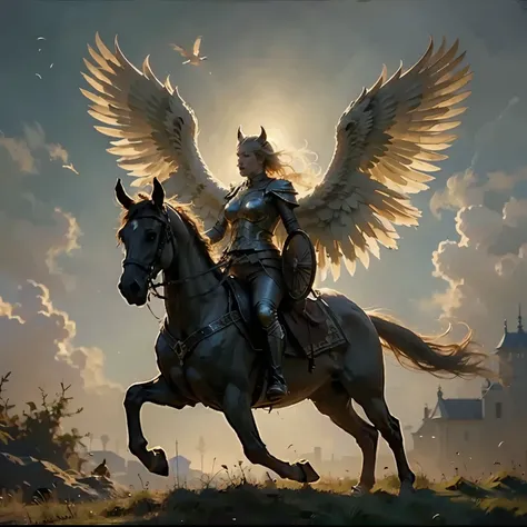 Goddess of War, Winged Valkyrie, Spear and Shield, Ride of the ...